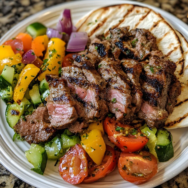 Greek Gyro with Grilled Lamb Fresh Veggies Stock Illustration ...
