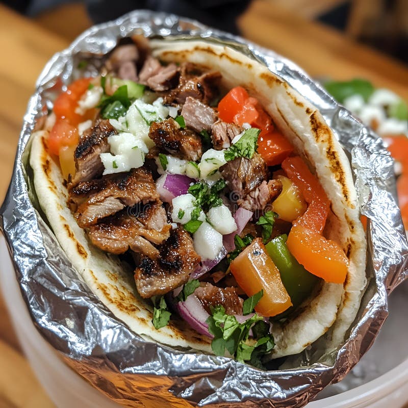 Greek Gyro with Grilled Lamb Fresh Veggies Stock Illustration ...