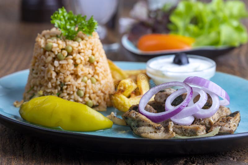 Greek gyros stock image. Image of roasted, greek, kebab - 190975487