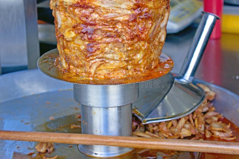 Greek gyros roasted meat stock image. Image of knife - 33433047