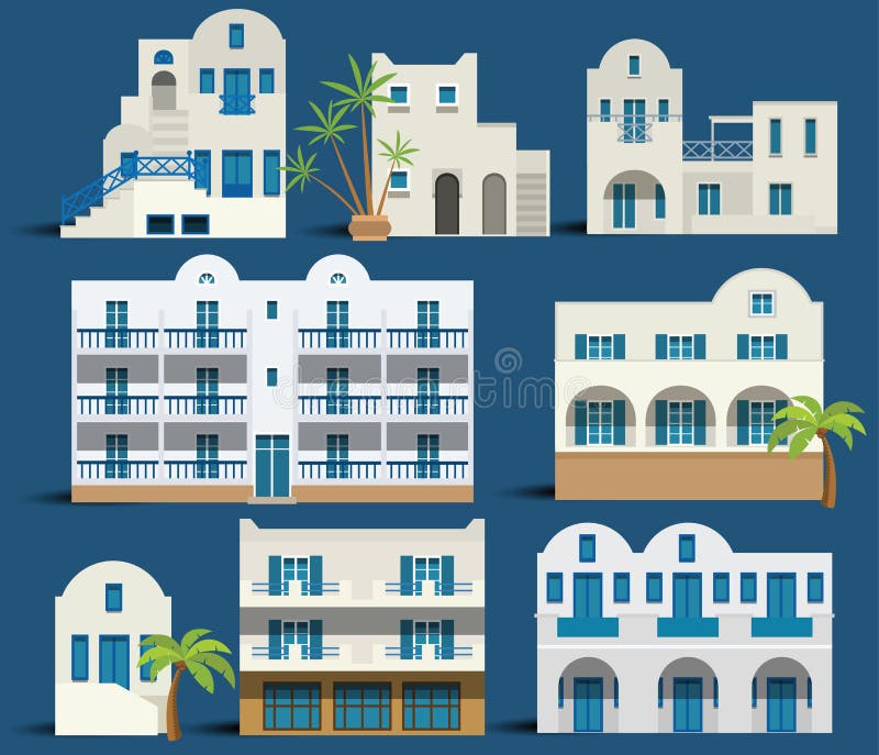 Greek houses stock vector. Illustration of building, architecture ...