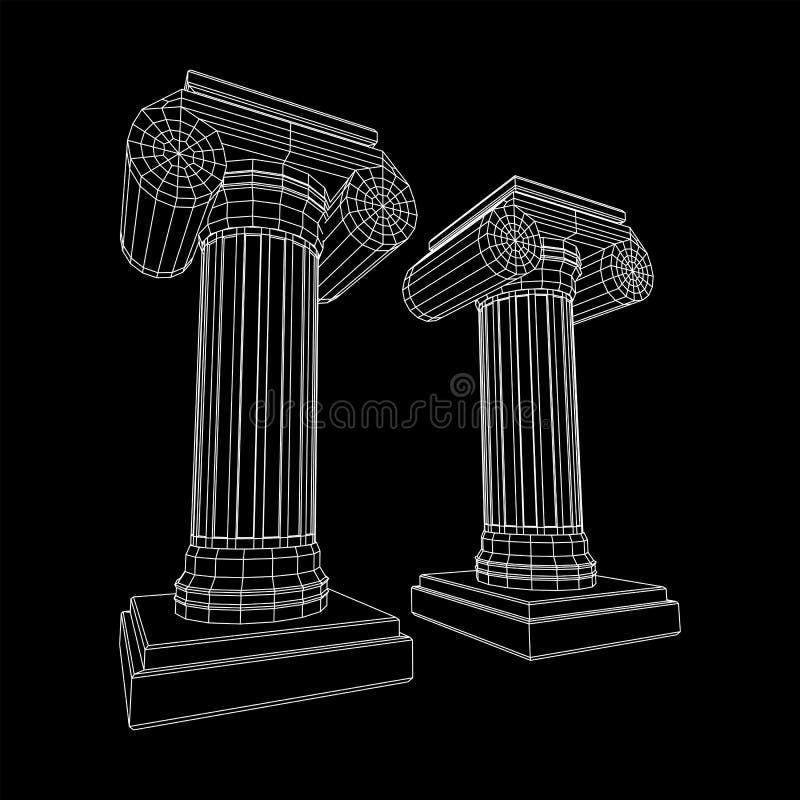 Greek Ionic Column. Ancient Pillars Stock Vector - Illustration of ...