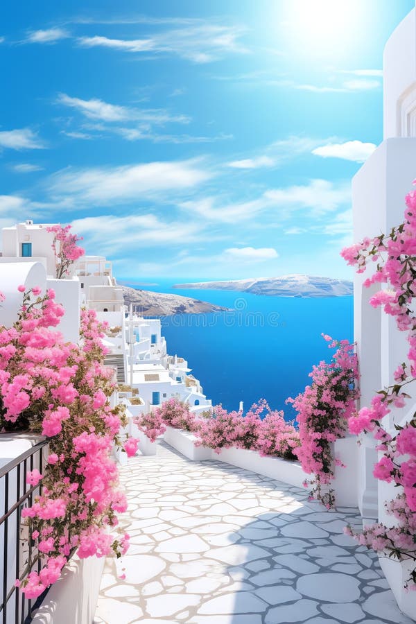 Greek Island Greek Landscape Background Stock Illustration ...