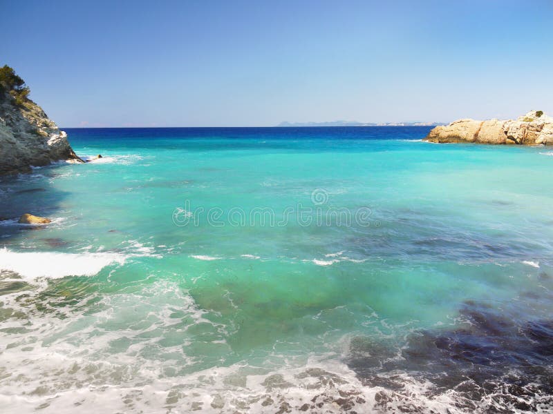Greek Islands Coast, Blue Lagoon Stock Photo - Image of water, islands ...