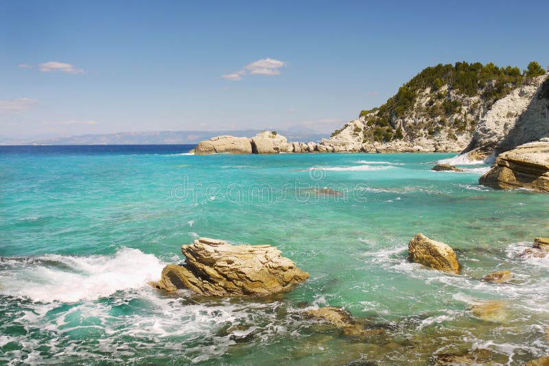 Greek Islands Coast, Blue Lagoon Stock Image - Image of kerkyra ...