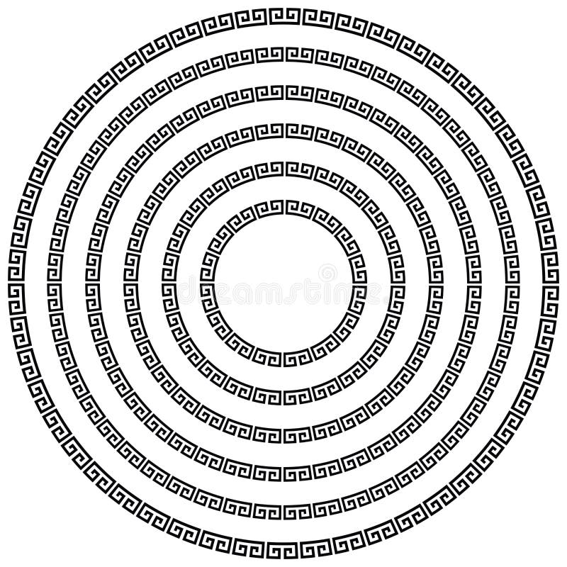 Round Greek Key Decorative Vintage Border Frame in a Range of Sizes ...