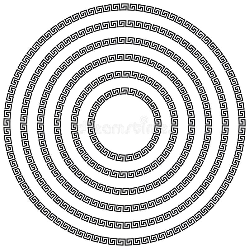 Round Greek Key Decorative Vintage Border Frame in a Range of Sizes ...