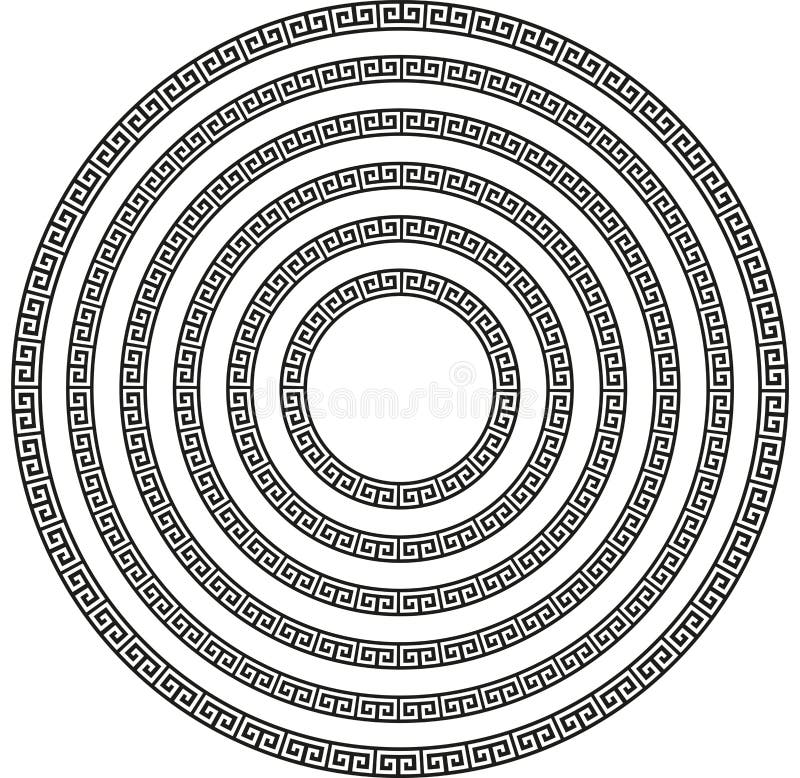 Round Greek Key Decorative Vintage Border Frame in a Range of Sizes ...