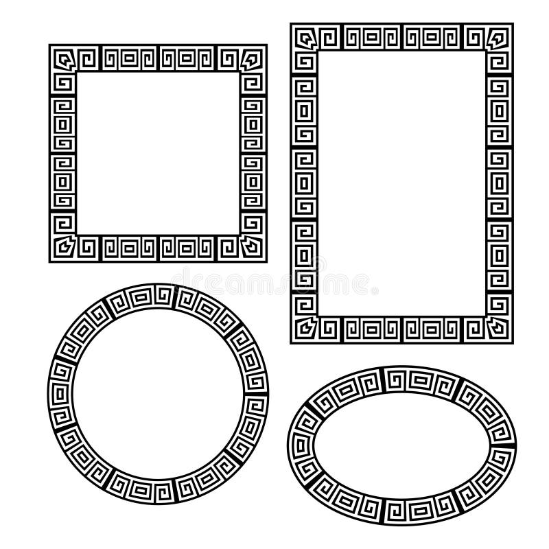 Greek Key Border Frame Round, Square Set. Vector Stock Vector ...