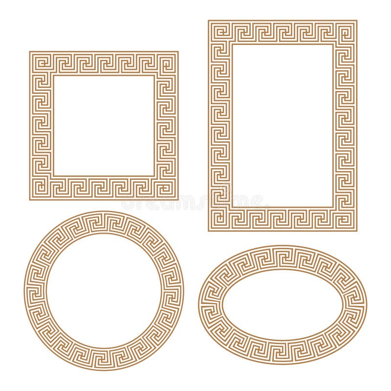 Greek Key Border Frame Round, Square Set. Vector Stock Illustration ...