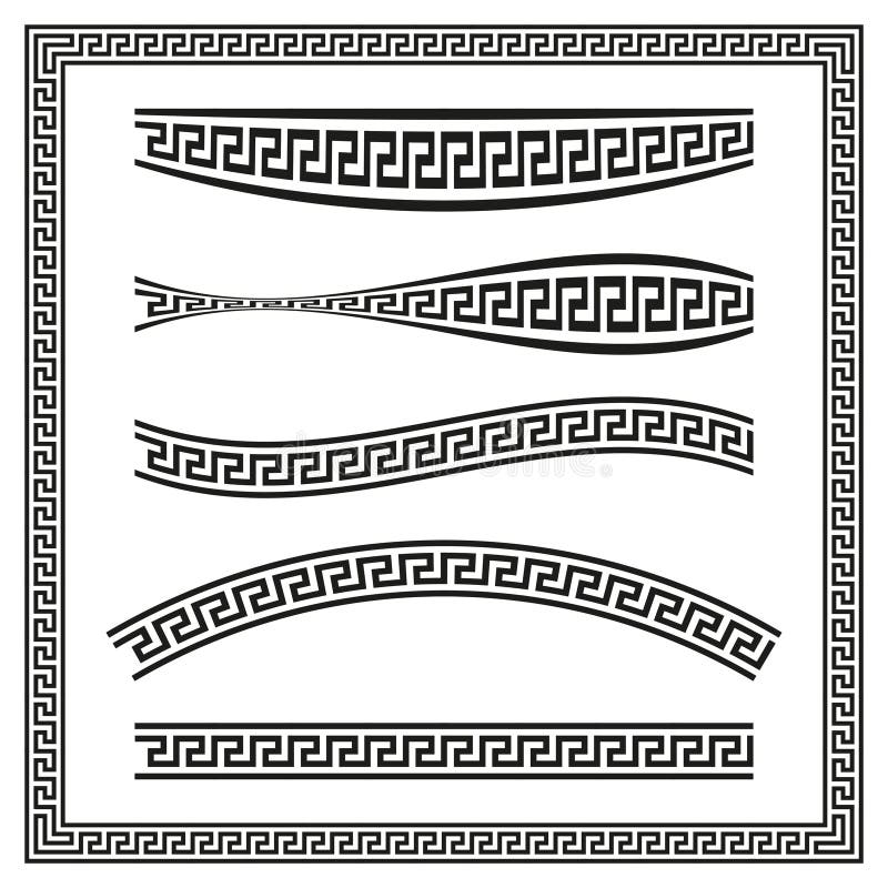 Greek Key Border Set. Black Vector Patterns. Decorative Geometric ...