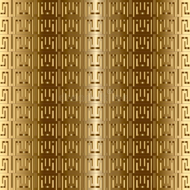 Greek Key Meanders Gold 3d Vector Seamless Pattern. Textured Orn Stock ...