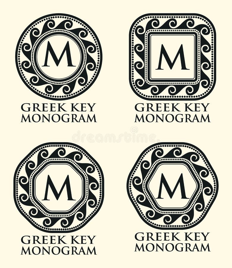 Greek Key Ornament Monogram Set, Vector Stock Vector - Illustration of ...