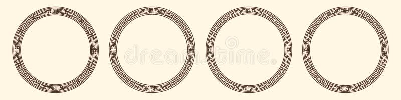 Greek Key Pattern, Round Frames Collection. Decorative Ancient Meander ...