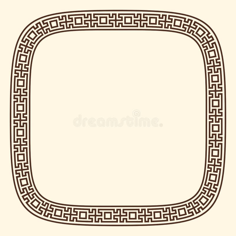 Greek Key Pattern, Rounded Square Frame. Decorative Ancient Meander ...