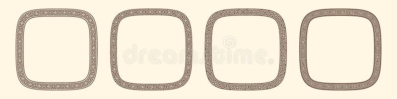 Greek Key Pattern, Rounded Square Frames Collection. Decorative Ancient ...