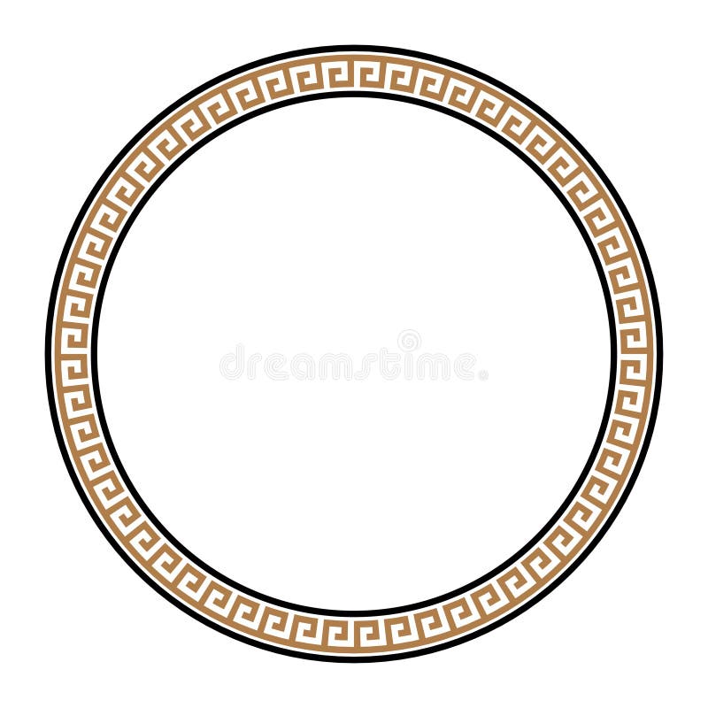 Greek Key Round Frame Typical Egyptian Assyrian And Greek Motives Circle Border Stock Vector