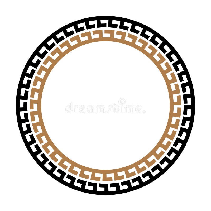Greek Key Round Frame Typical Egyptian Assyrian And Greek Motives Circle Border Stock Vector