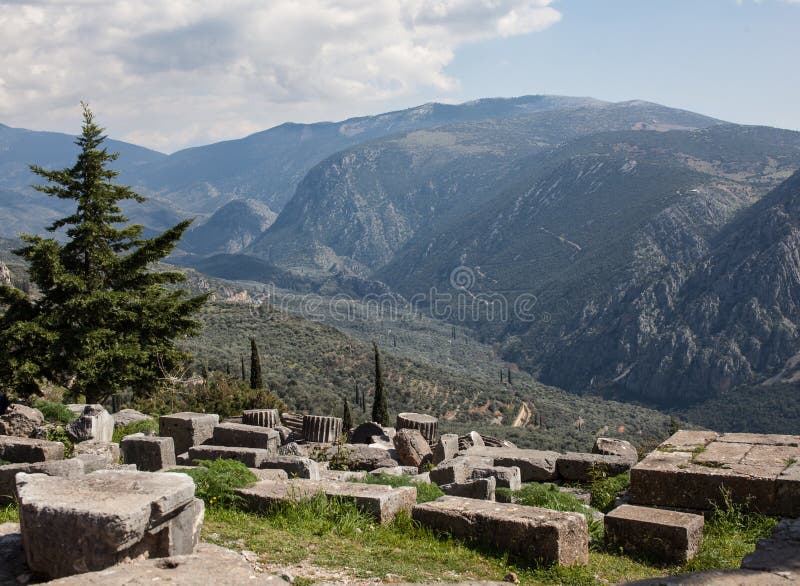 Greek Landscape: View from Delphi Stock Image - Image of culture ...