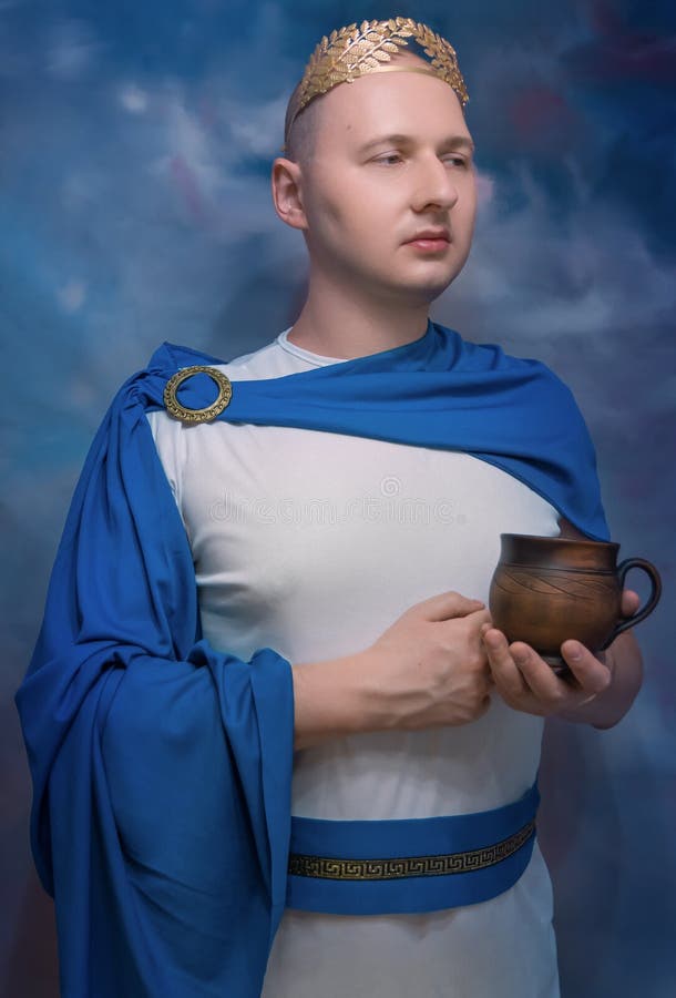 Greek Man Close-up Against the Background of Ancient Columns Stock ...