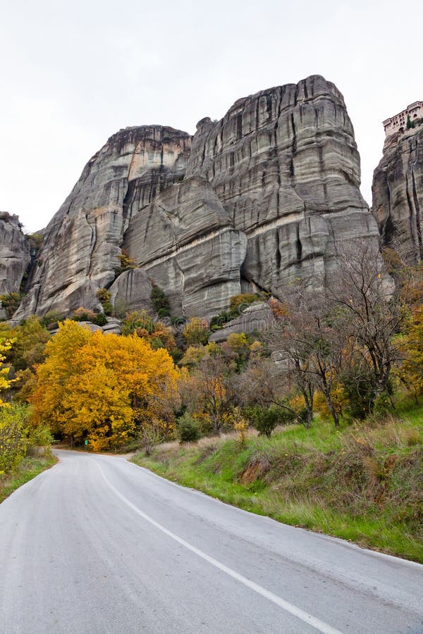 Greek Monasteries Surrounded by Cliffs, Meteora, Greece Stock Image ...