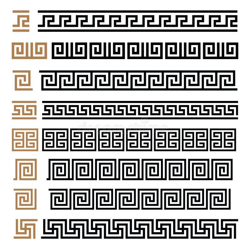 Greek Motives Vector Symbols Borders, Frames Set. Greek Key Elements ...