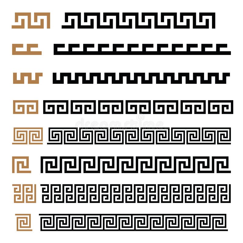 Greek Motives Vector Symbols Borders, Frames Set. Greek Key Elements ...