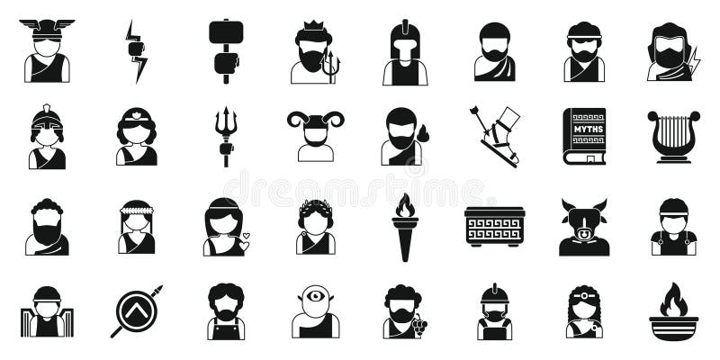 Greek Mythology Icons Set Simple Vector. Roman God Stock Illustration ...