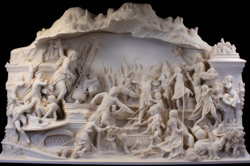 Greek Mythology Scene Carved in Marble Stock Illustration ...