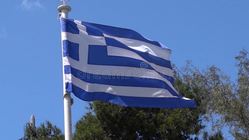 Greek National Flag Waving in the Wind Stock Video - Video of greek ...