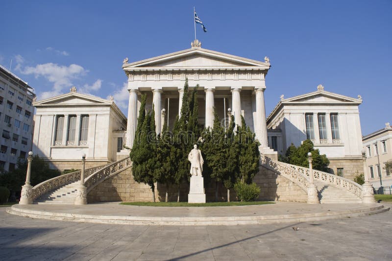Greek National Library, Athens Stock Image - Image of theophil, main ...