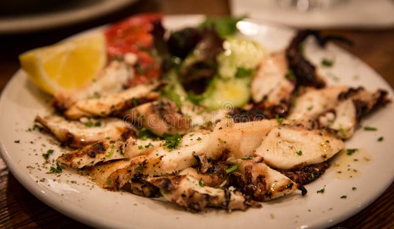 Greek Octopus Appetizer Dish Stock Image - Image of mediterranean, evoo ...