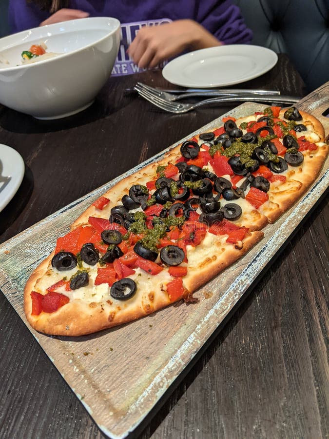Greek Olive Tomato Flat Bread Stock Photo - Image of tomato, flat ...