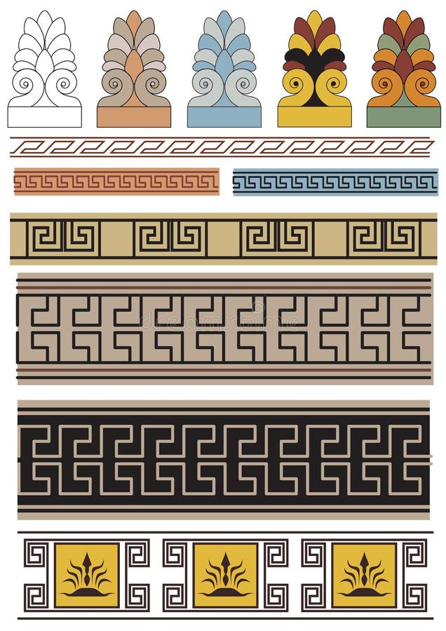 Ancient Greek ornament set stock vector. Illustration of drawing - 14007394