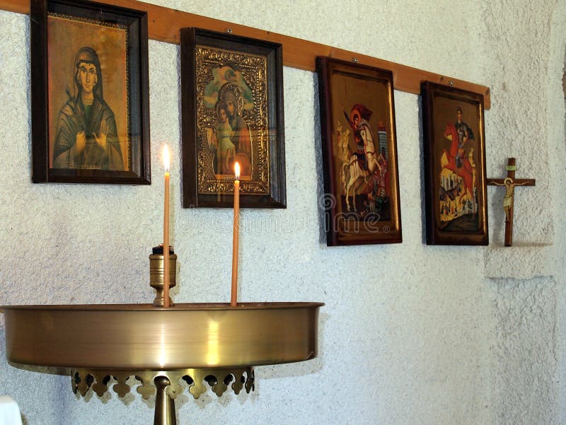 Greek Orthodox Icons stock illustration. Illustration of wall - 51646293