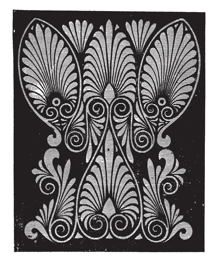 Greek Palmette, Vintage Engraving Stock Vector - Illustration of design ...