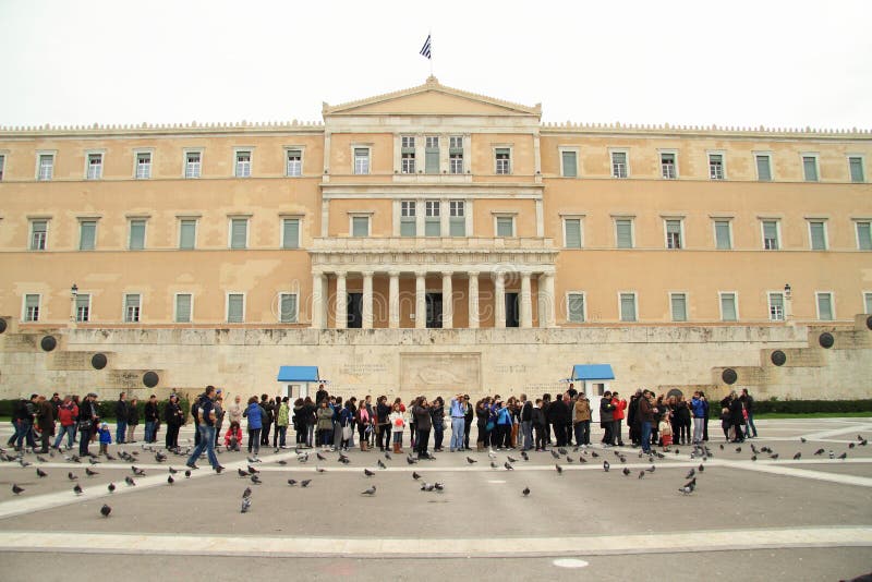 Greek Parliament On Syntagma Square Editorial Stock Image - Image of ...