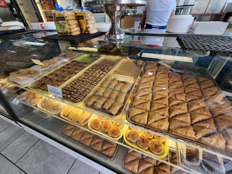 Greek pastries stock image. Image of bakery, treat, desert - 250374623