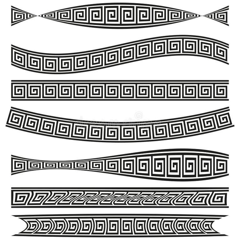 Greek Pattern Borders. Decorative Border Set. Ancient Design Elements ...