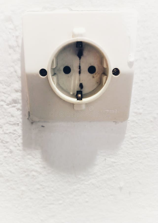 Greek 2 Pin Electric Wall Socket. Close Up. Stock Photo - Image of ...