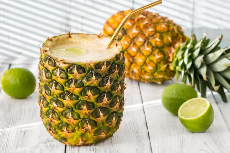 Greek Pina Colada cocktail stock image. Image of yellow - 272103361