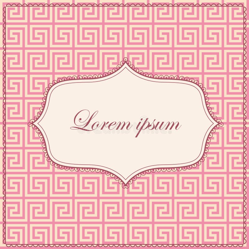 Greek Pink Pattern Background with Banner and Frame Stock Vector ...