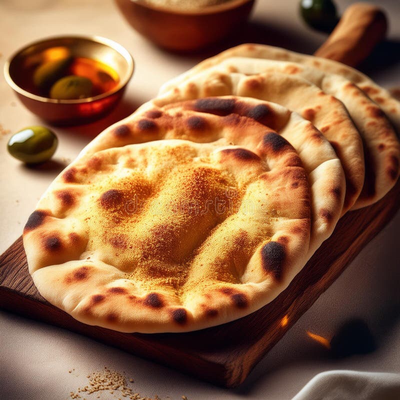 Greek pita, AI generated stock illustration. Illustration of europe ...