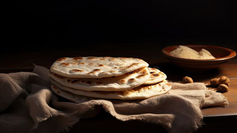 Greek Pita Bread or Flatbread in Exquisite Detail, with a Focus on ...