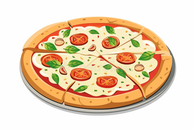 Greek Pizza Pizza White Isolated Stock Vector - Illustration of fast ...
