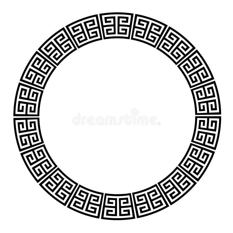 Greek Round Frame. Ancient Greek Key Black Frame Pattern, Round Antique ...