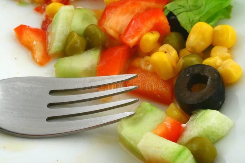 Greek salad with fork stock photo. Image of vegetables - 3835264