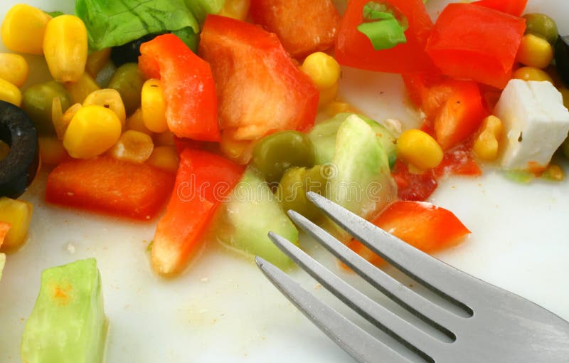 Greek salad and fork stock image. Image of fresh, health - 3976707
