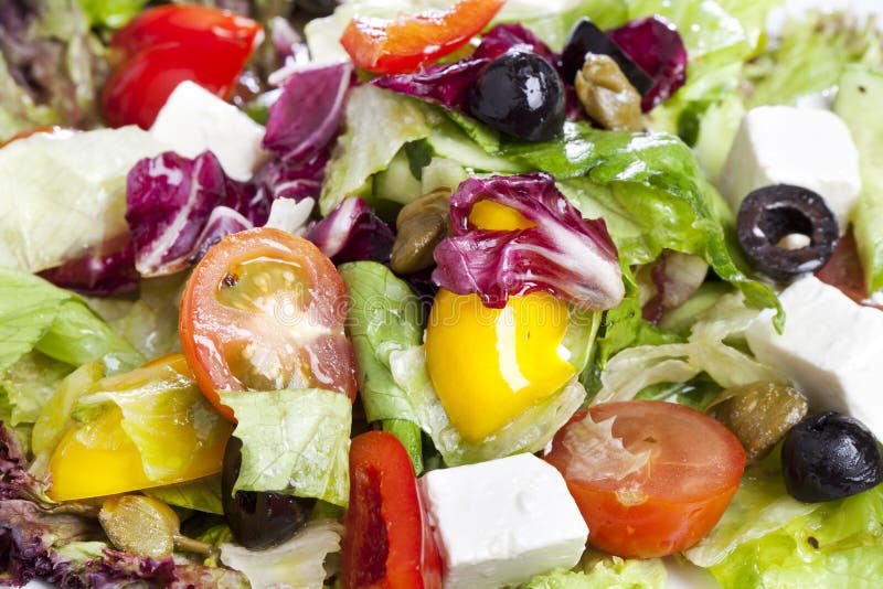 Greek Salad macro stock photo. Image of delicious, cheese - 25849926