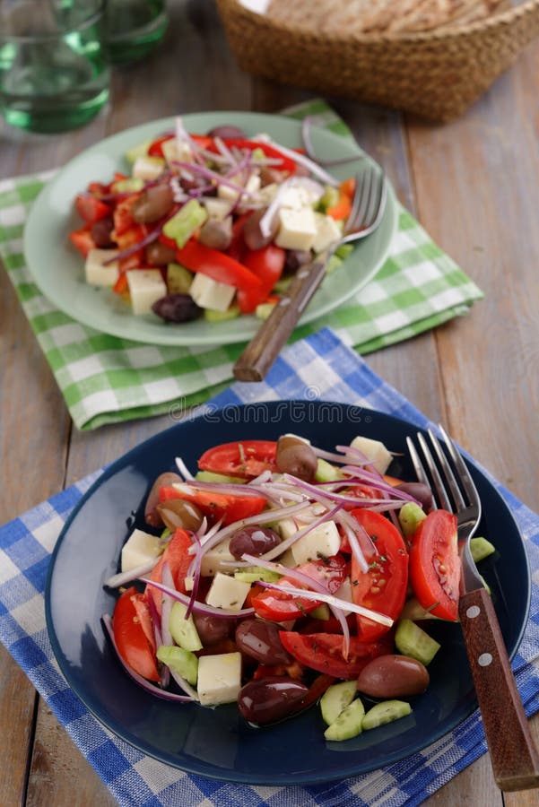 Greek salad stock photo. Image of dinner, food, onion - 99160896